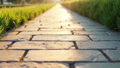Stone Tile Pathway With Subtle Texture In Neutral Tones Leads Into Sunlit Distance Neatly