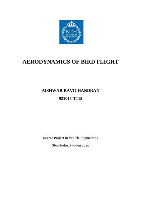 Pdf Aerodynamics Of Bird Flight Diva Portal Dokumen Tips
