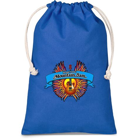 Allsorts Midi Cotton Drawstring Pouch Blue Drawstring Bags