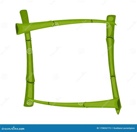 Rectangle Brown Wooden Border Frame Made Of Realistic Brown Bamboo Sticks Stock Vector