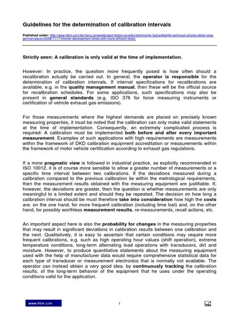 guidelines calibration intervals pdf calibration evaluation