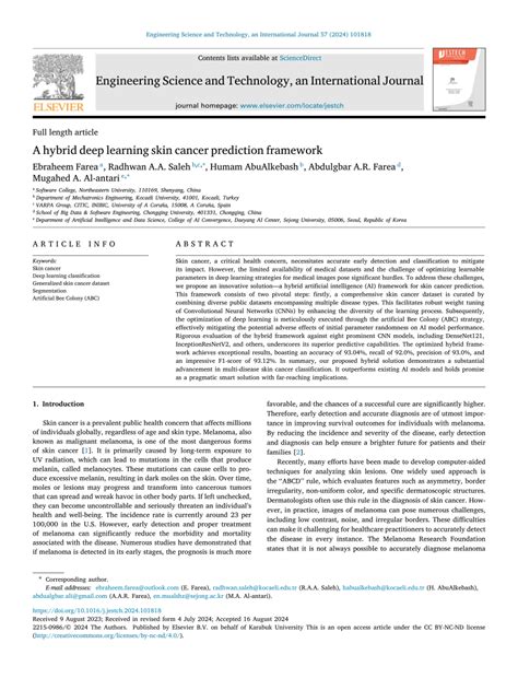 Pdf A Hybrid Deep Learning Skin Cancer Prediction Framework
