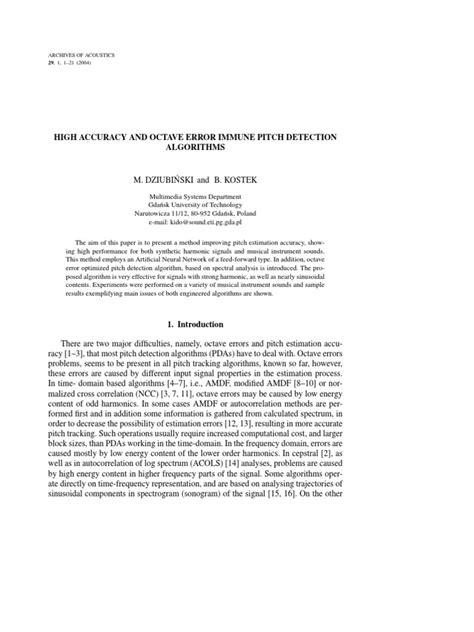 Pitch Detection Algorithms Pdf Spectral Density Pitch Music