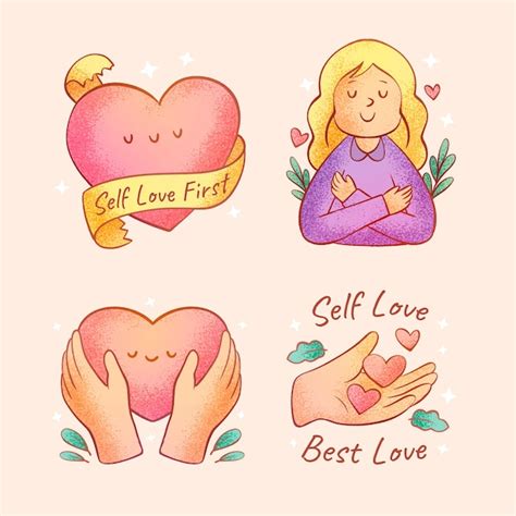 Premium Vector Hand Drawn Self Love Stickers Collection