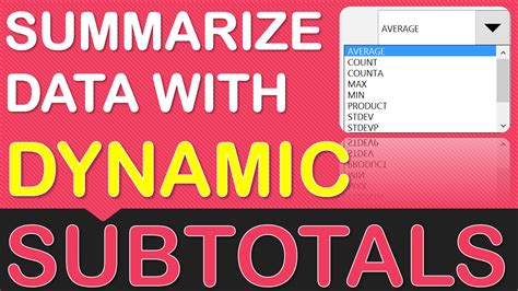 Summarize Data With Dynamic Subtotals Myexcelonline Summarize