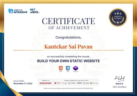 here is my own static website certificate nxtwave