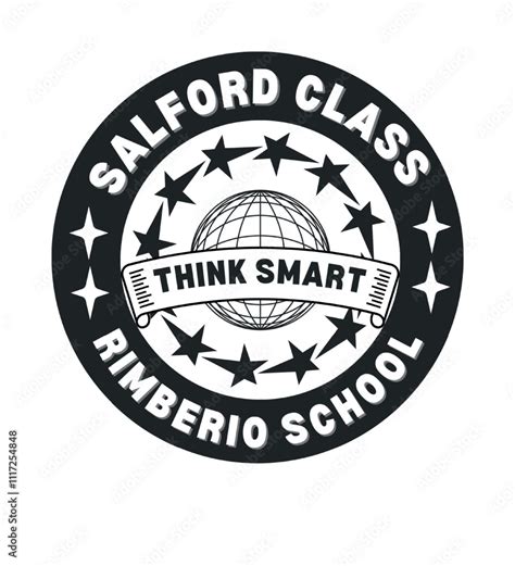 Salford Class Think Smart Rimberio School T Shirt Design Stock Vector