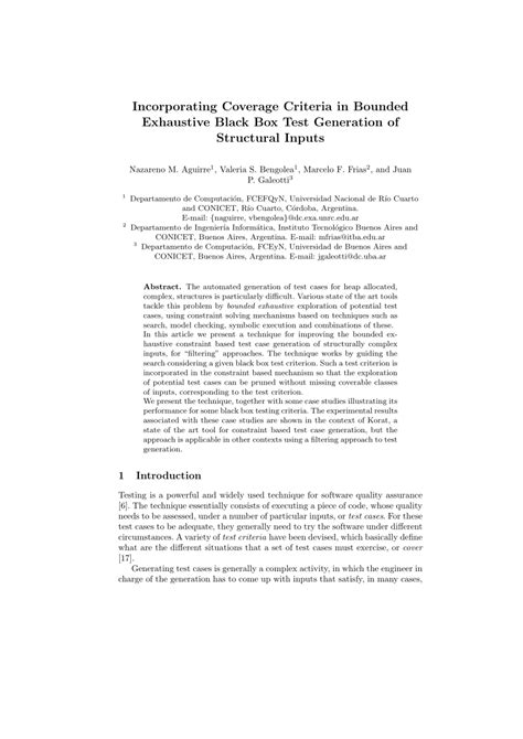 Pdf Incorporating Coverage Criteria In Bounded Exhaustive Black Box