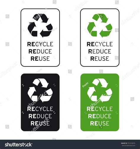 Vektor Stok Recycle Reduce Reuse Signs Vector Set (Tanpa Royalti ...