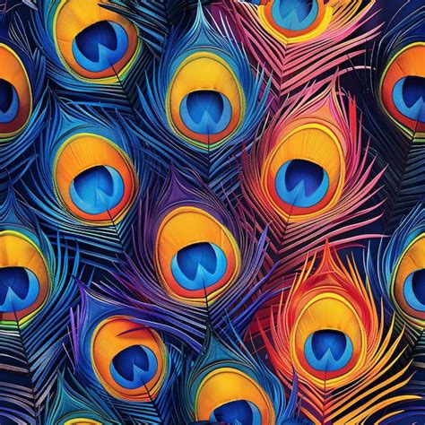 Premium Photo Seamless Pattern Of Colorful Peacock Tail Feathers Premium Photo Seamless Pattern Of Colorful Peacock Tail Feathers