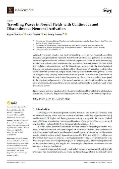 Pdf Travelling Waves In Neural Fields With Continuous And