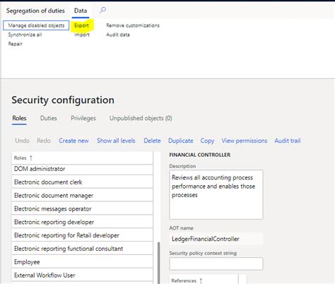 export customized security data from d365fo to xml through x