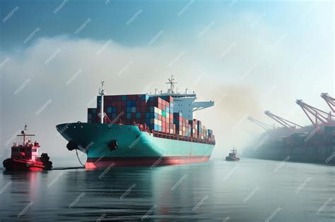 Premium Ai Image Global Business Logistics Importexport Cargo Cargo Ship With Sea Containers