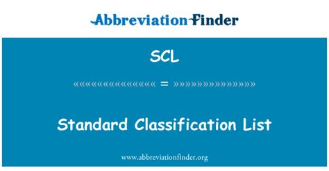 SCL Stands For Standard Classification List Abbreviation Finder