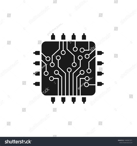 Microchip Line Icon Cpu Central Processing Stock Vector Royalty Free