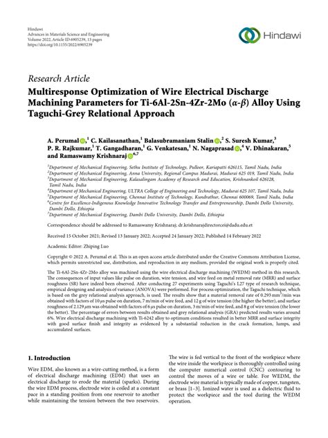 Pdf Multiresponse Optimization Of Wire Electrical Discharge Machining Parameters For Ti 6al
