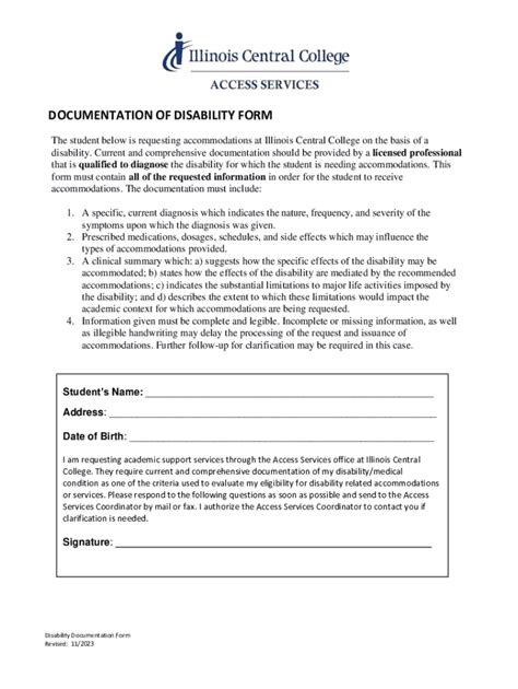 Fillable Online Documentation Of Disability Form Fax Email Print