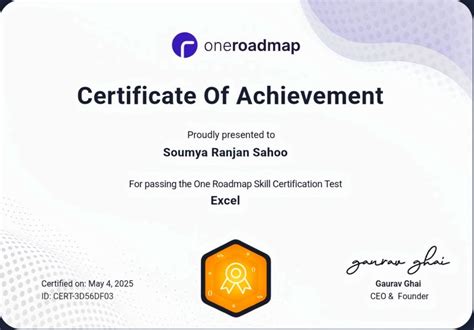 Excel Certification Microsoftexcel Professionaldevelopment Dataskills… Soumya Ranjan Sahoo
