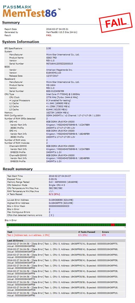 MemTest86 Screenshots