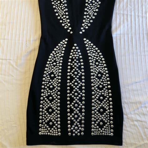 Bebe Black Studded Mesh Midi Dress Gem