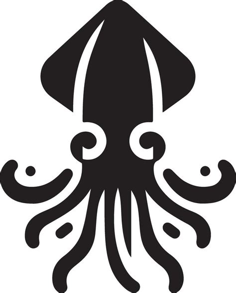 Minimal Squid Vector Icon Flat Symbol Black Color Silhouette White Background 12 41307893