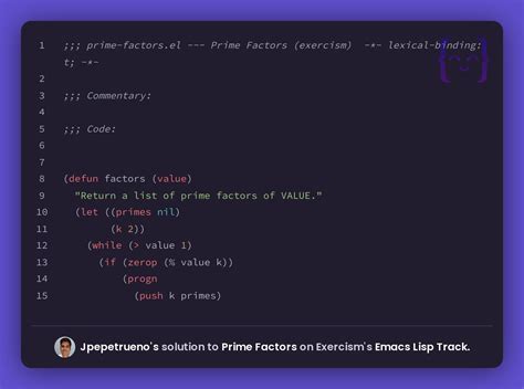 Jpepetrueno S Solution For Prime Factors In Emacs Lisp On Exercism