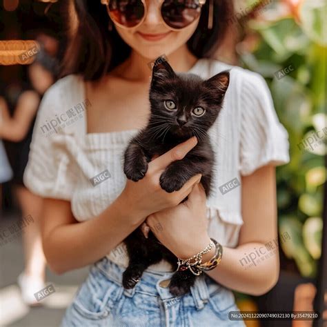 ai创作图怀中的萌猫 黑猫欣赏日 抱猫咪的女孩 通身全黑小猫 抱着猫咪的女孩 小黑猫咪 抱着她的宠物猫 抱猫咪 抱猫的女孩 喵星人女孩 小猫咪