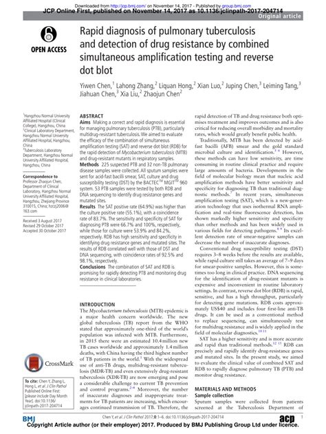 Pdf Rapid Diagnosis Of Pulmonary Tuberculosis And Detection Of Drug Resistance By Combined