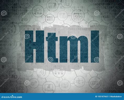 Database Concept Html On Digital Data Paper Background Stock