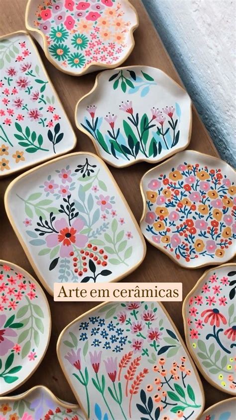 Pintura Em Cerâmica Inspiração 2025 Artesanato Pintura Louças Pintadas A Mão Pratos De