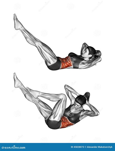 Fitness Exercising Twisting Body Like Bicycle Female Stock