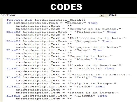 Visual Basic Codes And Screen Designs PPT