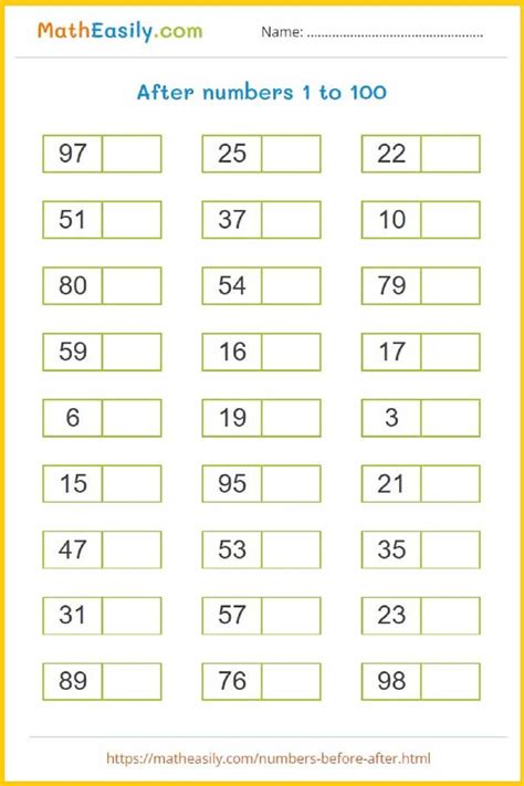 Before And After Number Worksheets Pdf Basic Math Worksheets 1st