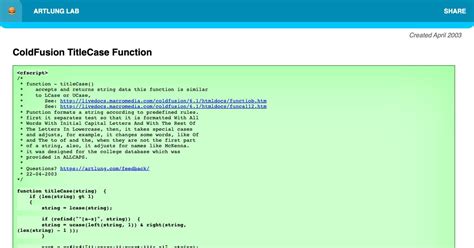 coldfusion titlecase function artlung lab
