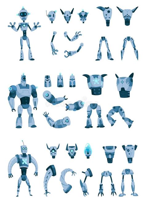 Robot Constructor Parts And Sprites Specifically Designed For Animation Projects And Usage Stock