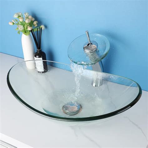 Focitland Bathroom Sinkclear Glass Vessel Sink With Waterfall India Ubuy