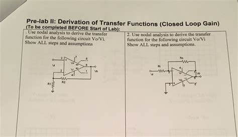 Solved Pre Lab LI Derivation Of Transfer Functions Closed Chegg