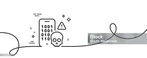 Cyber Attack Line Icon Ransomware Threat Sign Continuous Line With Curl Vector Stock