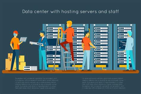 Data Center With Hosting Servers And Staff Stock Vector Illustration Of Industry Cluster