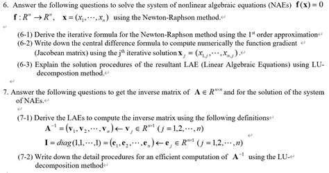 6 Answer The Following Questions To Solve The System