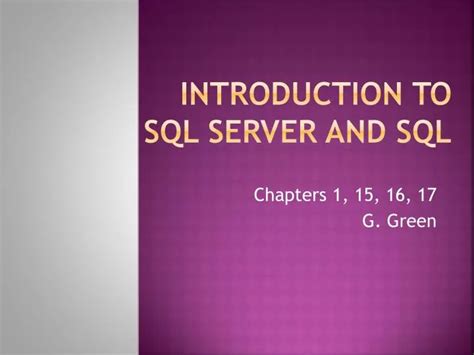 PPT Introduction To Sql Server And Sql PowerPoint Presentation Free Download ID