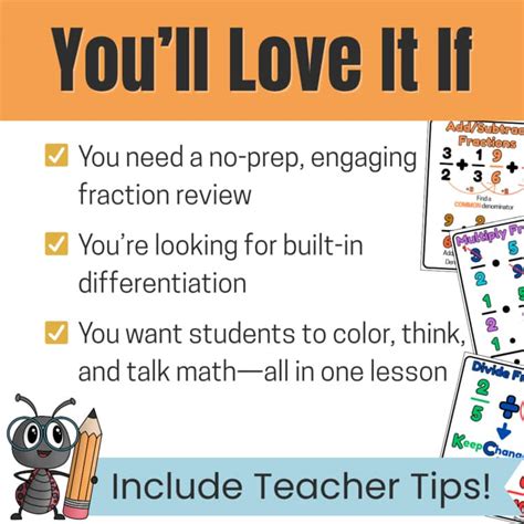 Fraction Operations Lesson Bundle Notes Practice Activity Anchor Chart
