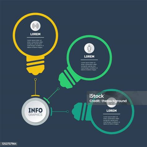 아이콘 세트 및 양식에 일치시키는 전구가 있는 다이어그램 또는 프레젠테이션을 위한 템플릿입니다 3 가지 옵션이있는 비즈니스 개념