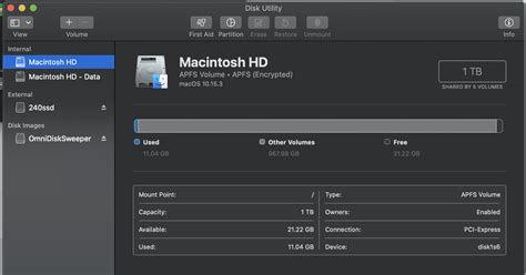 disk utility reporting incorrect free space apfs r osx