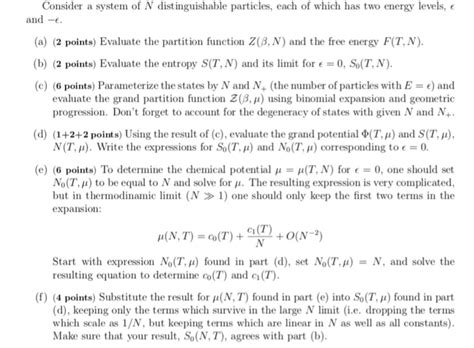 Solved Consider a system of N distinguishable particles, | Chegg.com