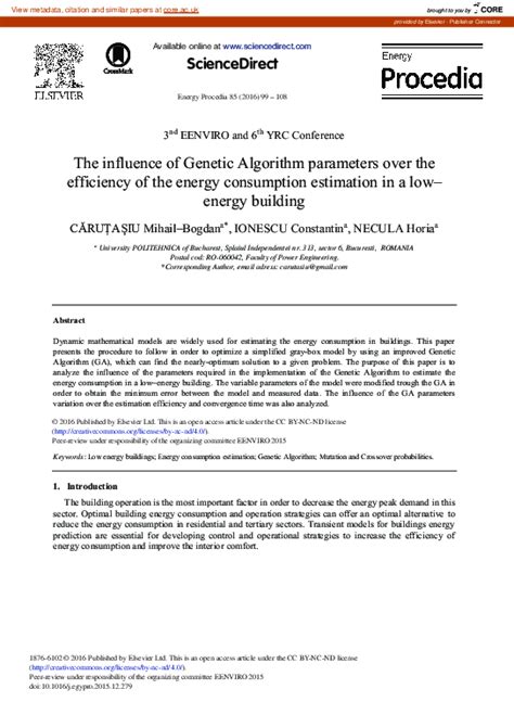 Pdf The Influence Of Genetic Algorithm Parameters Over The Efficiency