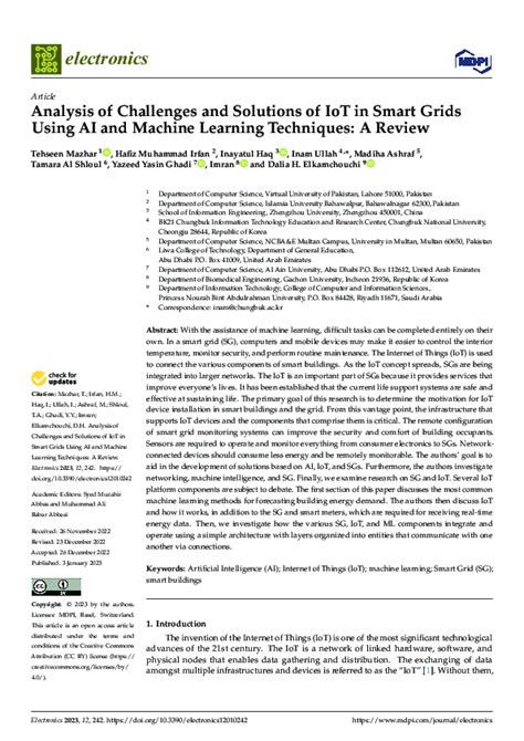 Pdf Analysis Of Challenges And Solutions Of Iot In Smart Grids Using Ai And Machine Learning