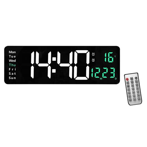 Цифров стенен часовник С дистанционно управление Термометър календар Таймер Двойна аларма