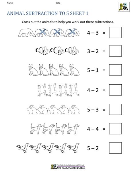Kindergarten Subtraction Worksheets Printable Free Kindergarten