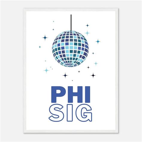 Phi Sig Disco Ball Wooden Framed Poster Etsy